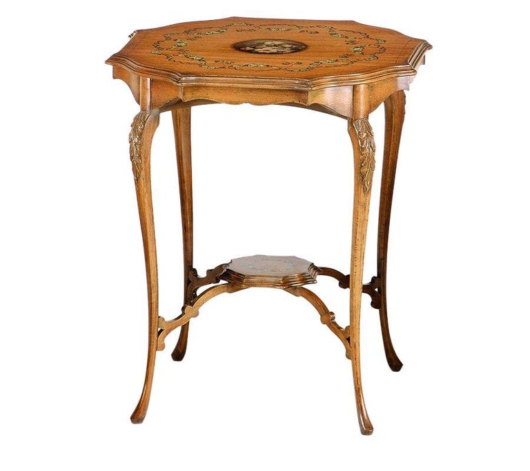 Chippendale-Style Hand-Painted Beech Side Table For Sale at 1stDibs