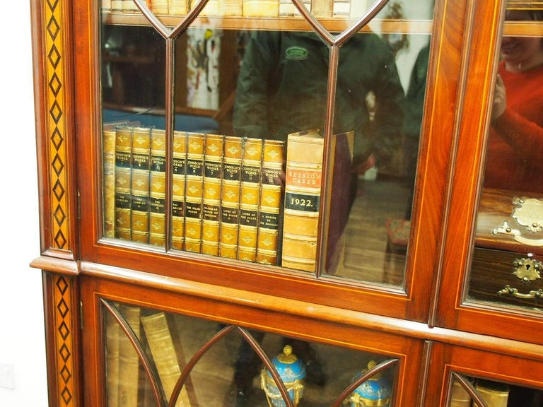 Chippendale Style Inlaid and Glazed Cabinet Bookcase, circa 1870 at 1stDibs