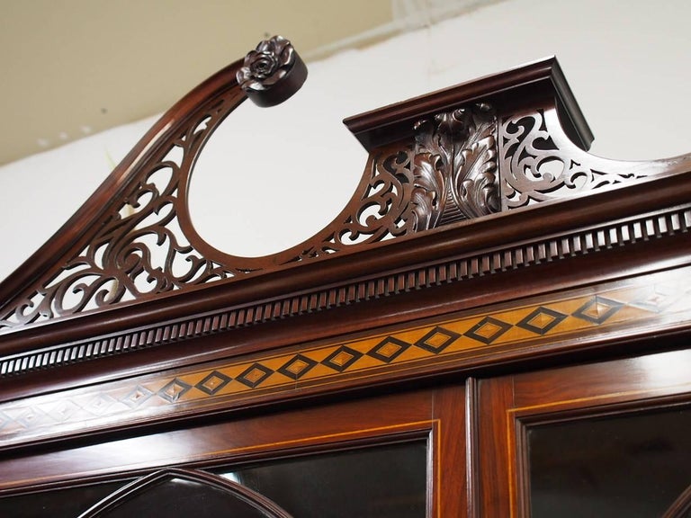 Chippendale Style Inlaid and Glazed Cabinet Bookcase, circa 1870 at 1stDibs