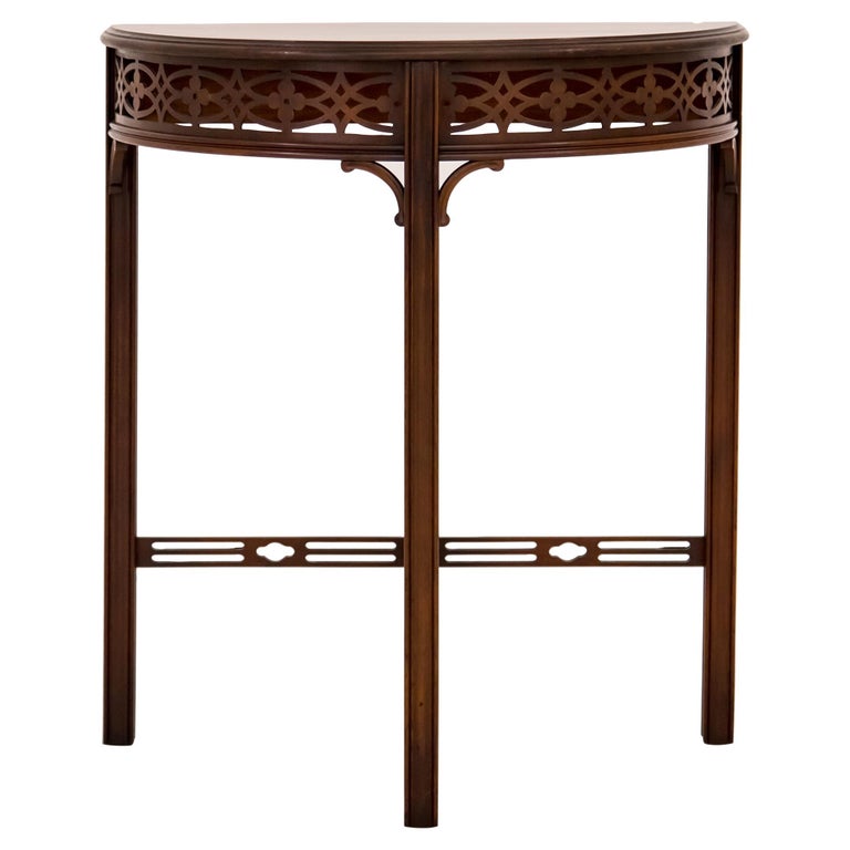 Chippendale Style Mahogany Demilune Fretwork Accent Table by John M ...