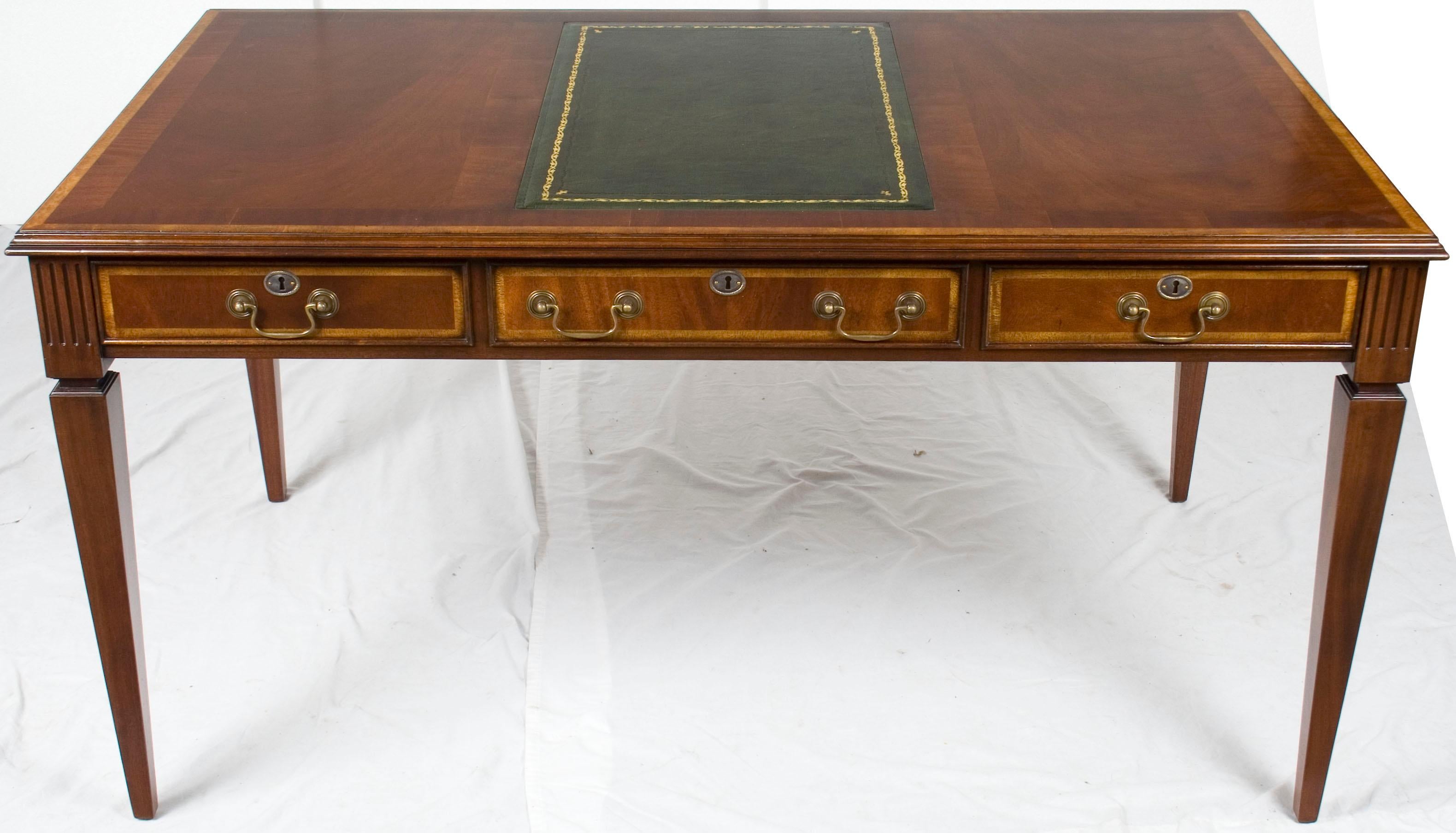 Chippendale Style Mahogany Leather Top Writing Desk Library Table at ...