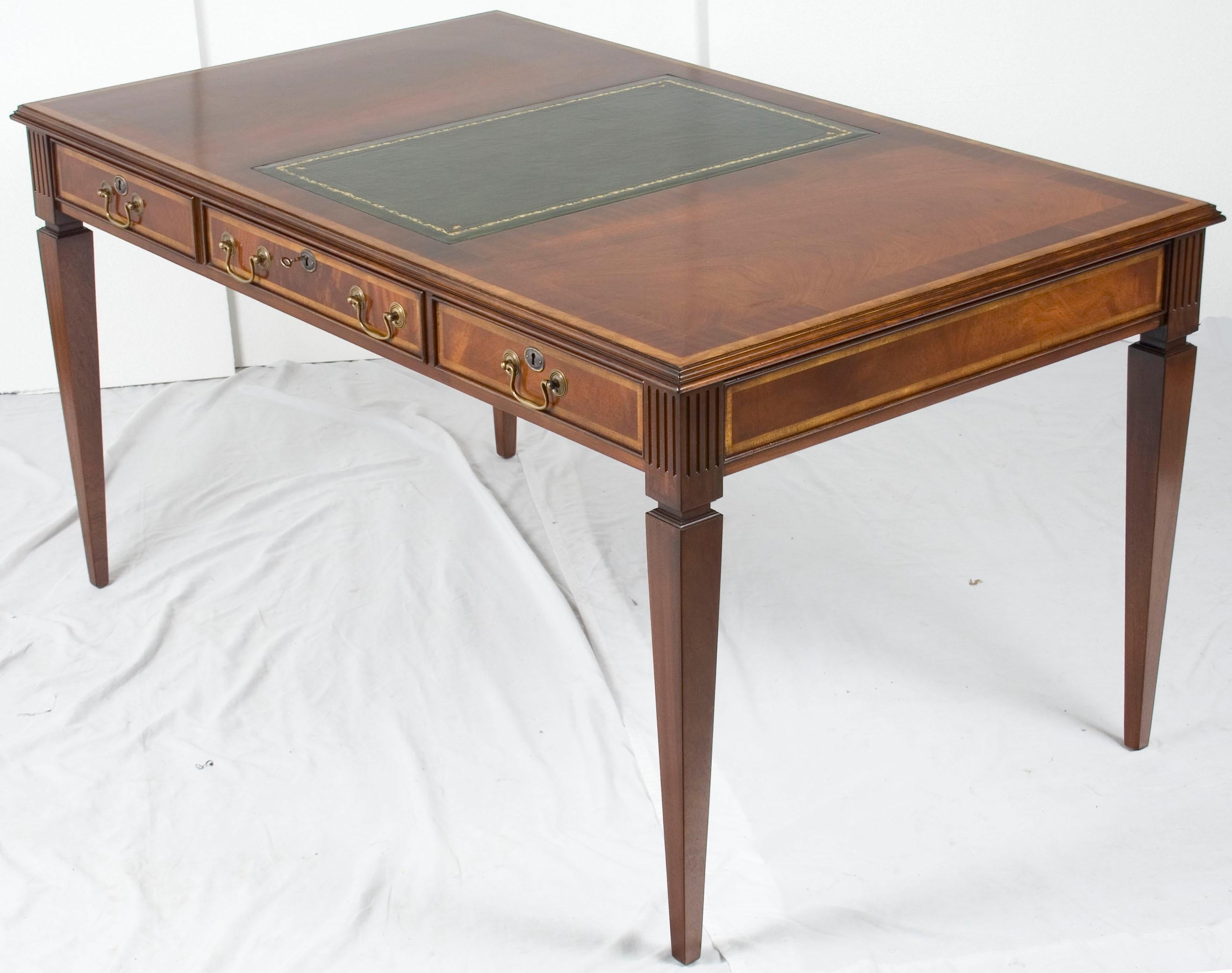 Chippendale Style Mahogany Leather Top Writing Desk Library Table at ...