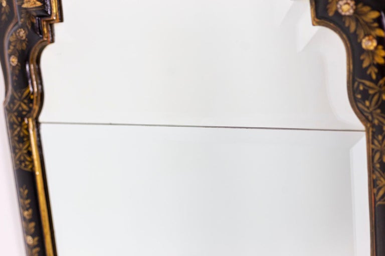 Chippendale Style Mirror in Black Lacquer, 1950’s For Sale at 1stDibs