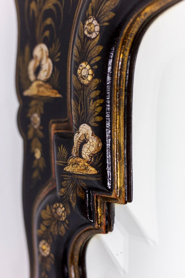 Chippendale Style Mirror in Black Lacquer, 1950’s For Sale at 1stDibs