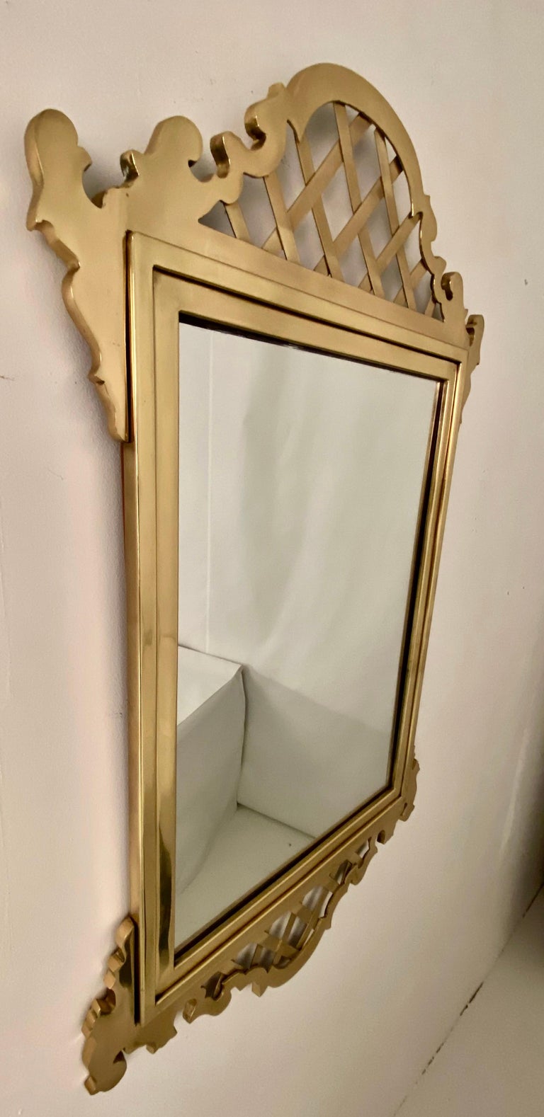 Chippendale Style Mirror in Solid Brass at 1stDibs | solid brass mirror