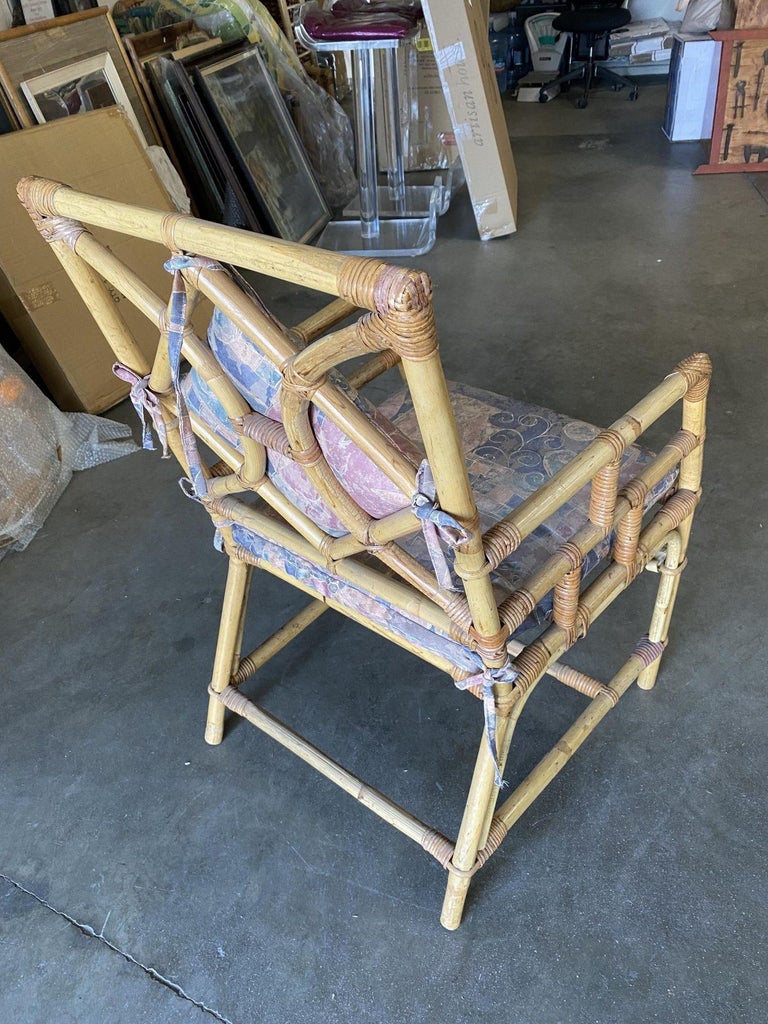 Chippendale Style Rattan Armchair Dining Chair w/ Diamond Back, Set of ...