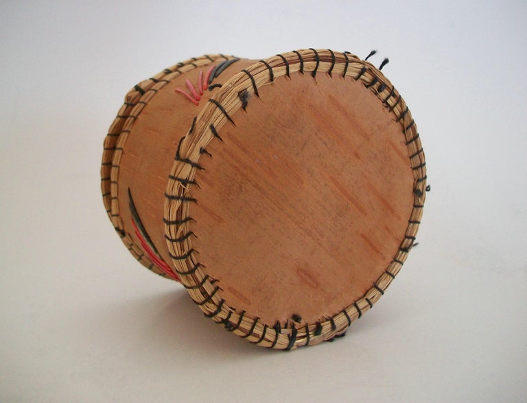 Chippewa Birch Bark, Quills and Sweetgrass Box with Tulip - Canada ...