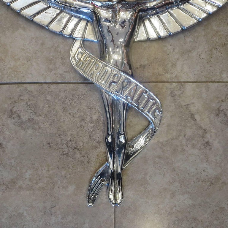 Chiropractic Caduceus Plaque in Polished Aluminum For Sale at 1stDibs