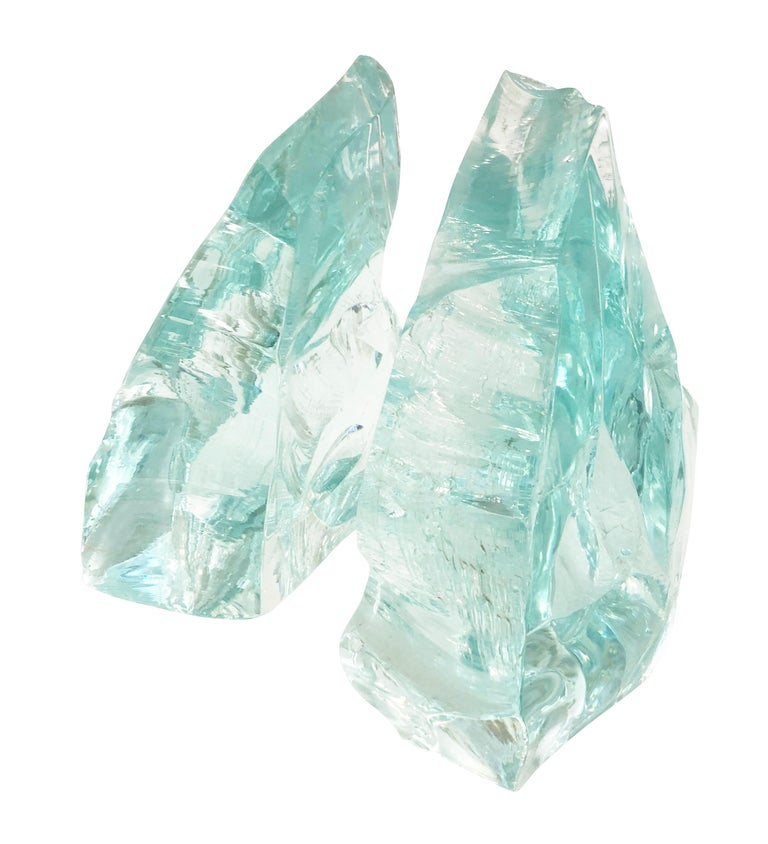 Chiseled Glass Book Ends in the Manner of Fontana Arte at 1stDibs