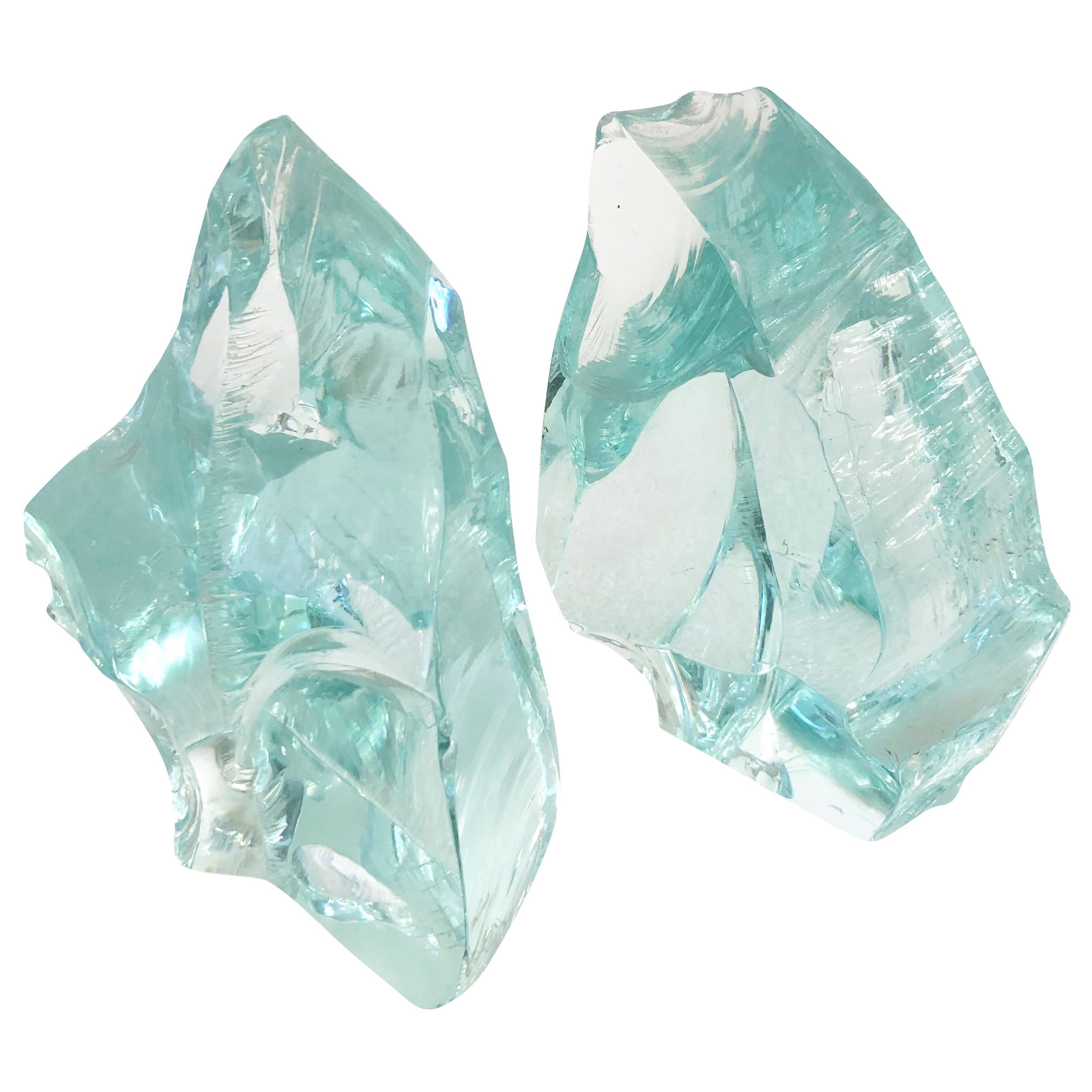 Chiseled Glass Book Ends in the Manner of Fontana Arte at 1stDibs