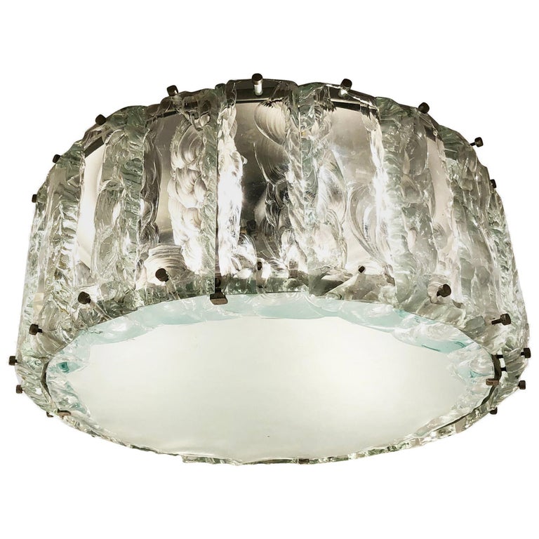 Chiseled Glass Flush Mount Chandelier by Zero Quattro at 1stDibs