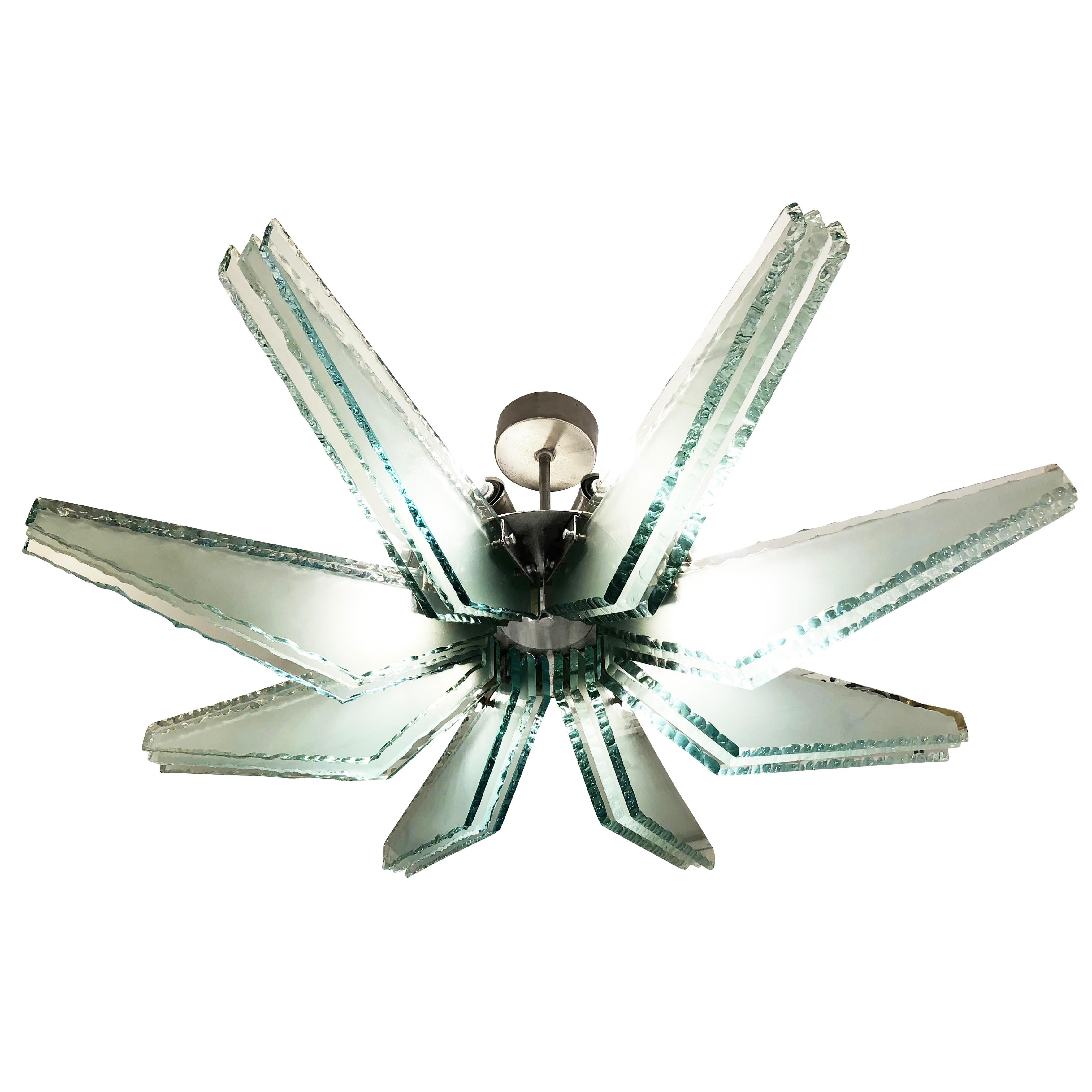 Chiseled Glass Semi-Flushmount Chandelier by Zero Quattro at 1stDibs