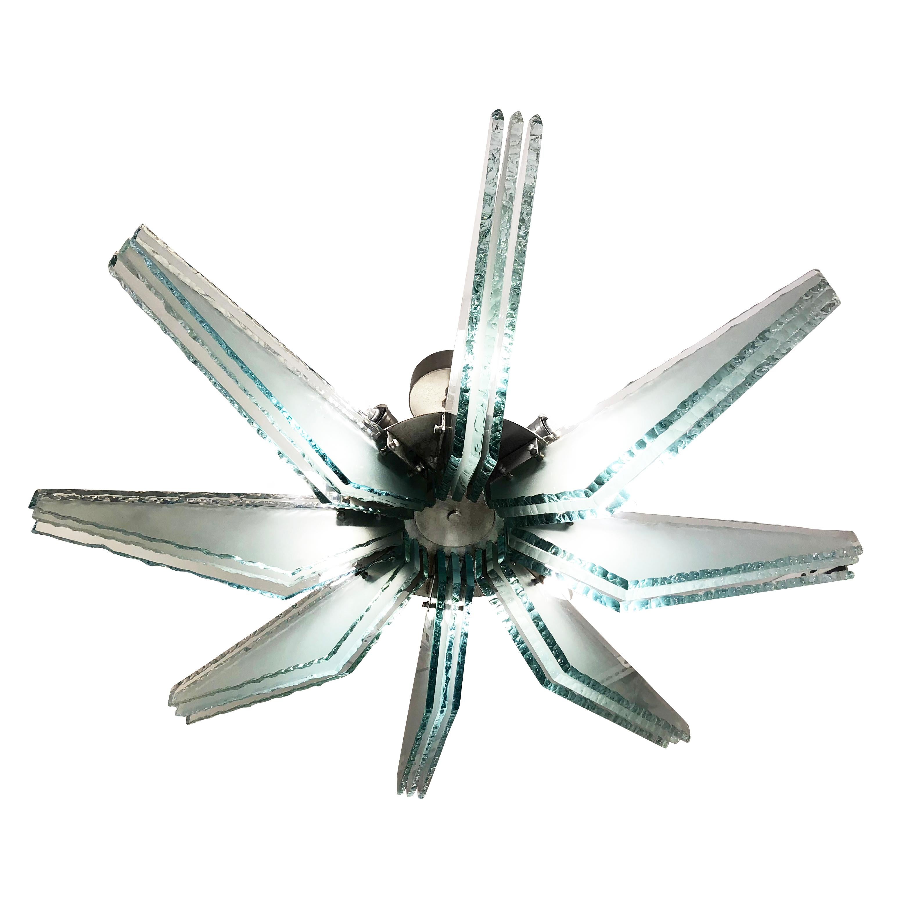 Chiseled Glass Semi-Flushmount Chandelier by Zero Quattro at 1stDibs