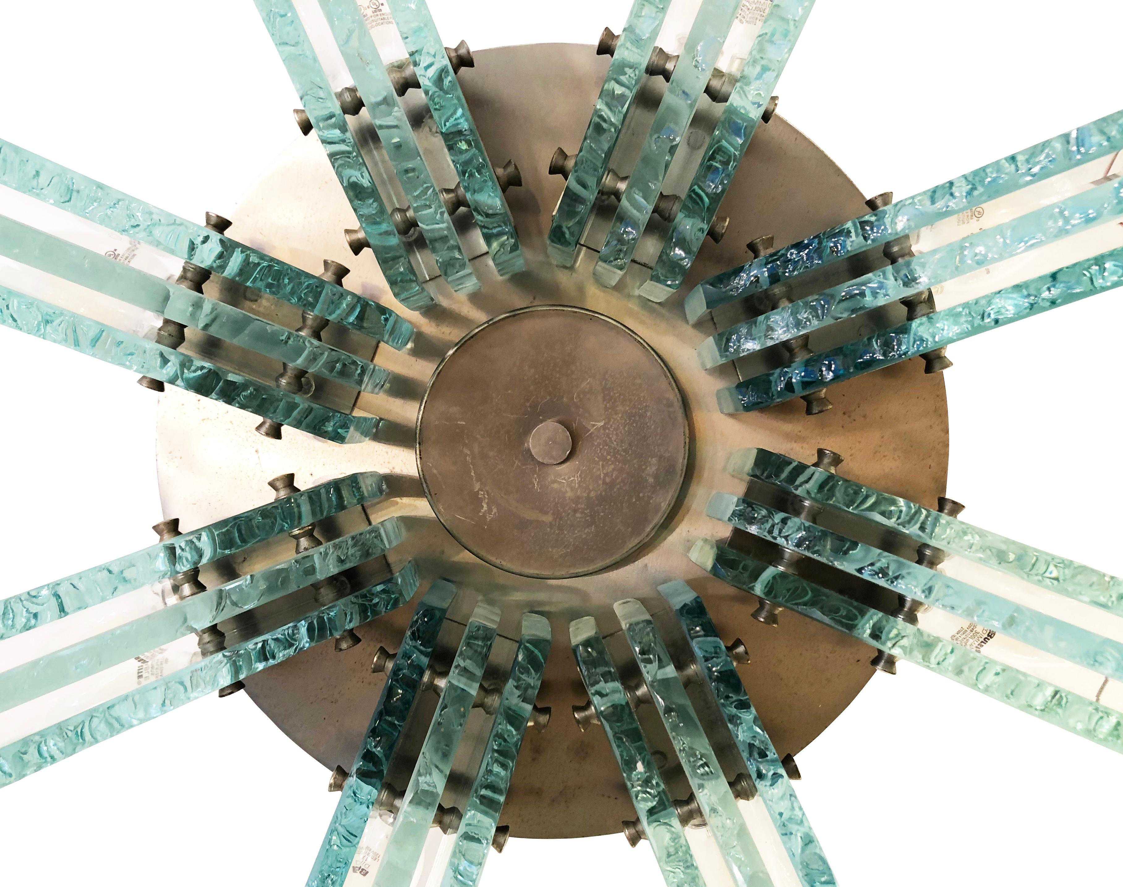 Chiseled Glass Semi-Flushmount Chandelier by Zero Quattro at 1stDibs