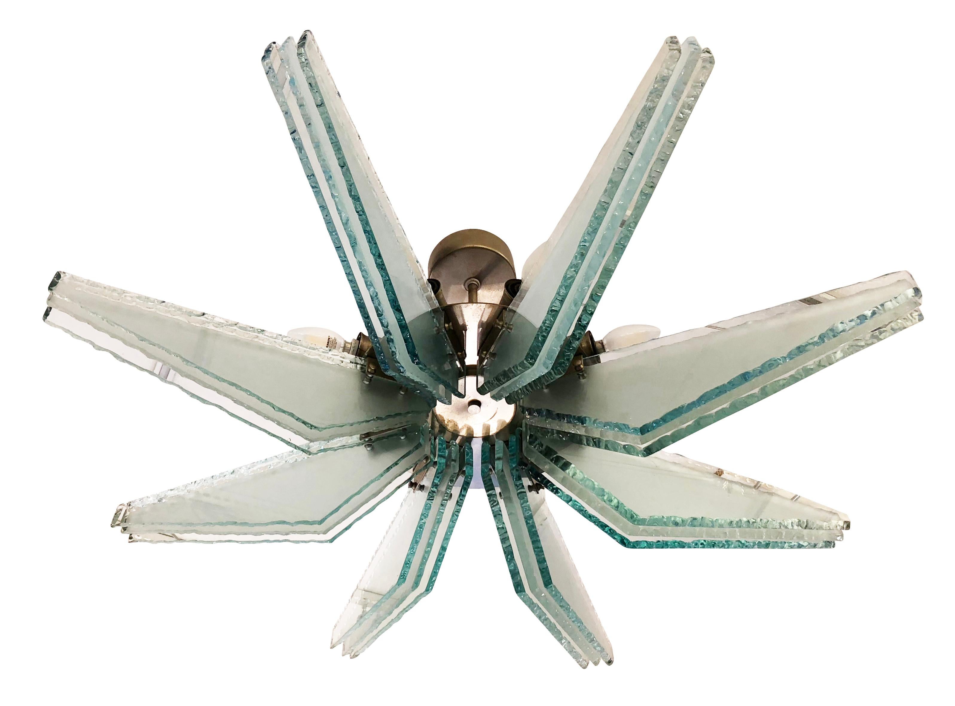 Chiseled Glass Semi-Flushmount Chandelier by Zero Quattro at 1stDibs