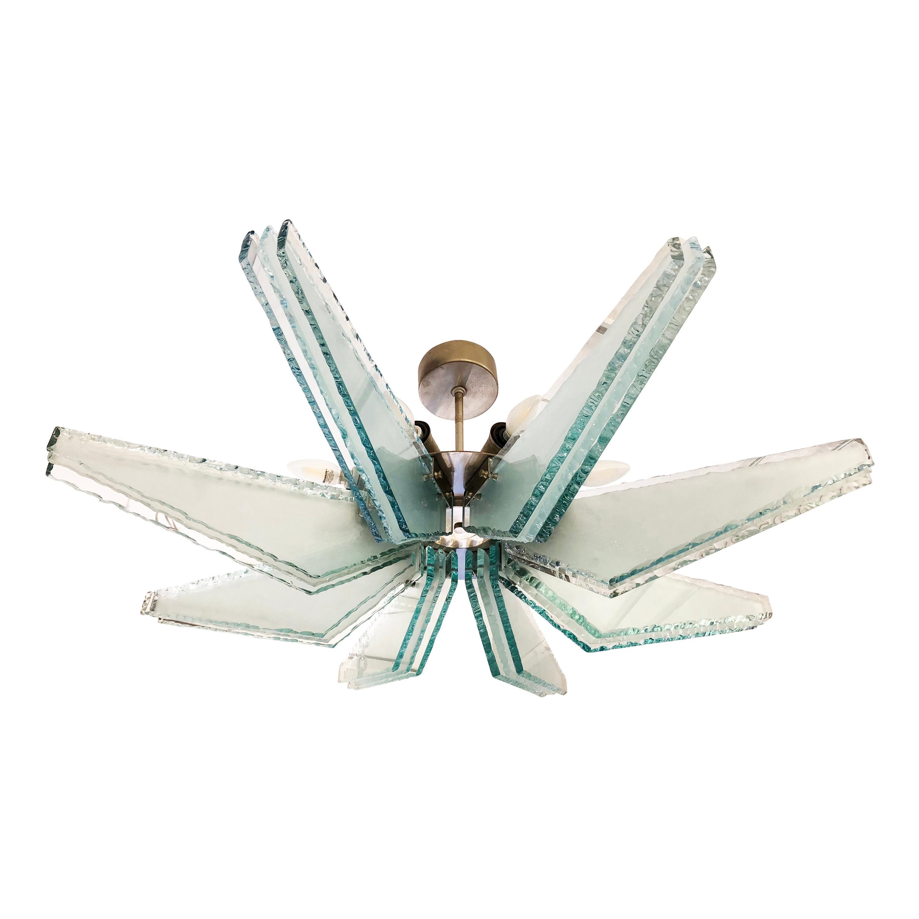 Chiseled Glass Semi-Flushmount Chandelier by Zero Quattro at 1stDibs