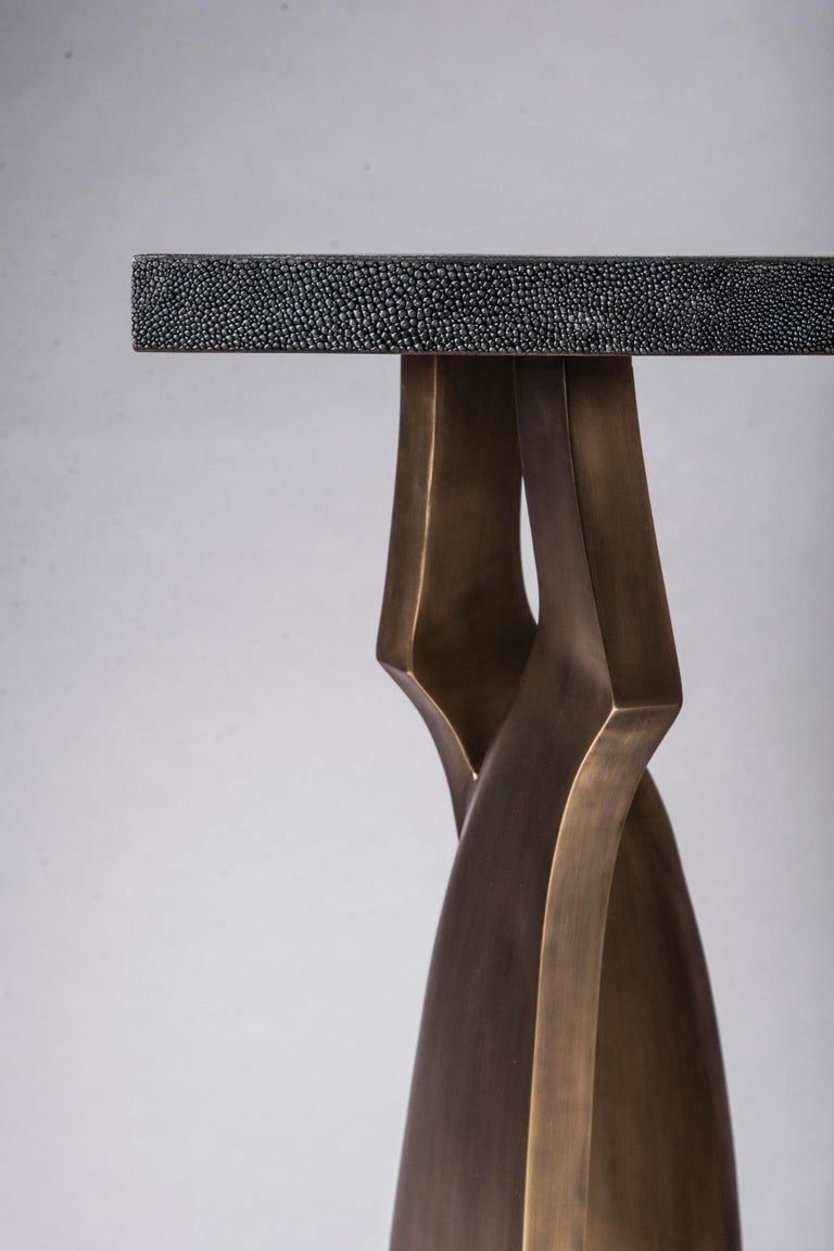 Chital Side Table in Purple Shagreen and Bronze-Patina Brass by Kifu ...