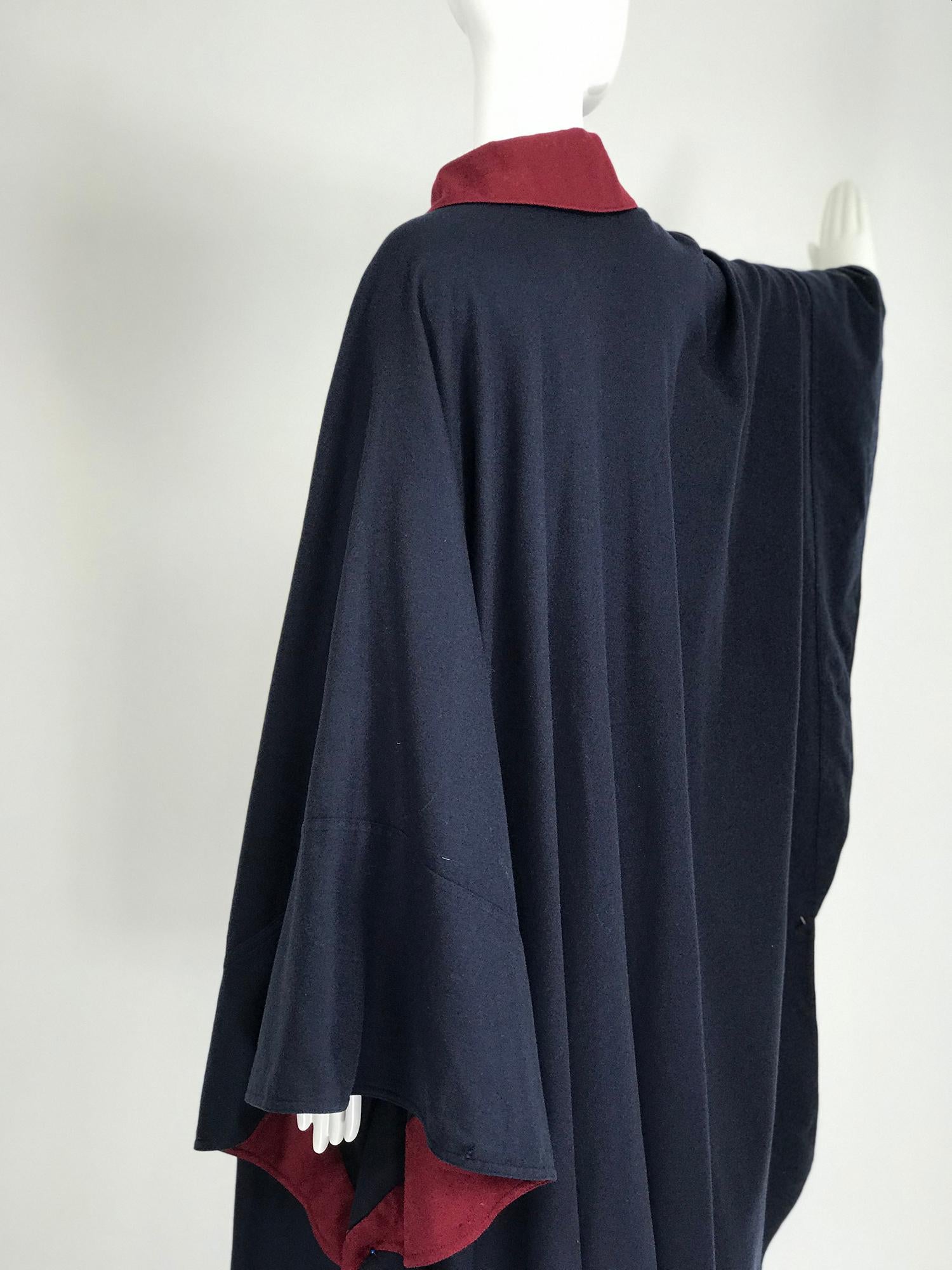 Chloe 1981 Blue and Wine Wool Cape Designed by Karl Lagerfeld ...