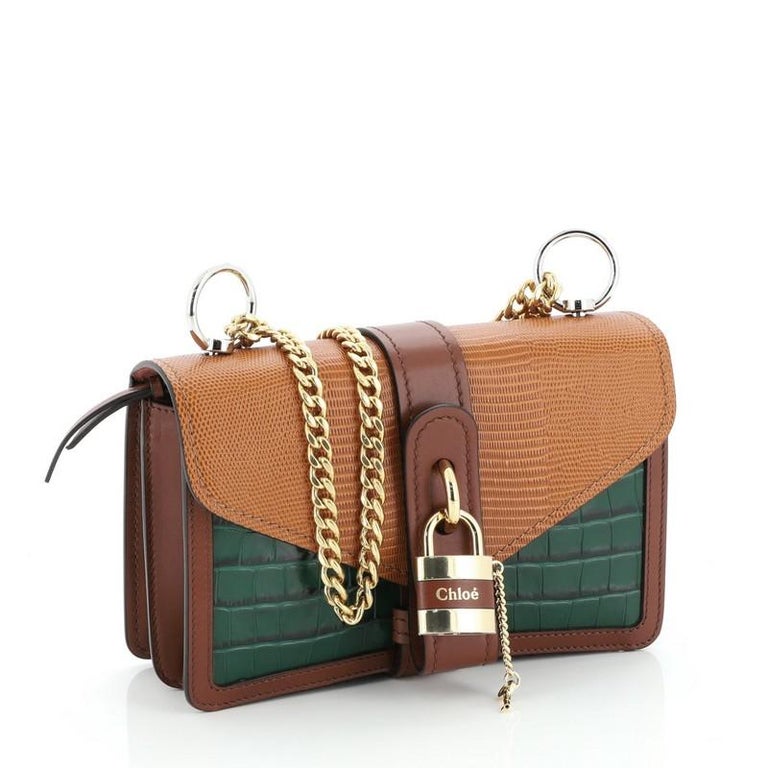 Chloe Aby Shoulder Bag Lizard and Crocodile Embossed Leather Small at ...