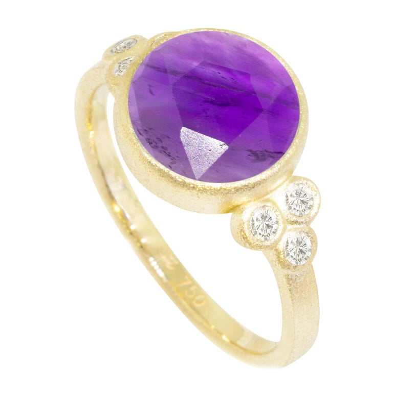 18 Karat Gold Amethyst Ring mit Ring, personalisierbar, im Angebot bei ...