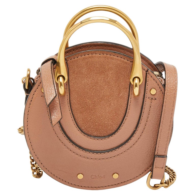 Chloe Beige Leather and Suede Mini Pixie Round Shoulder Bag For Sale at ...