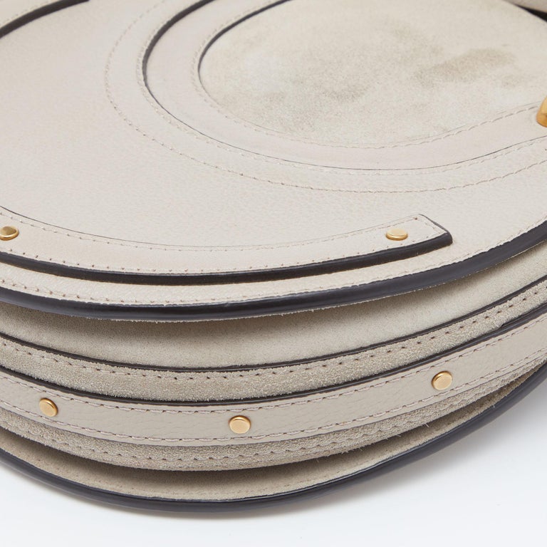 Chloe Beige Leather and Suede Small Pixie Round Crossbody Bag at 1stDibs