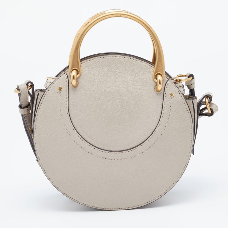Chloe Beige Leather and Suede Small Pixie Round Crossbody Bag at 1stDibs