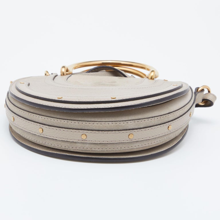 Chloe Beige Leather and Suede Small Pixie Round Crossbody Bag at 1stDibs