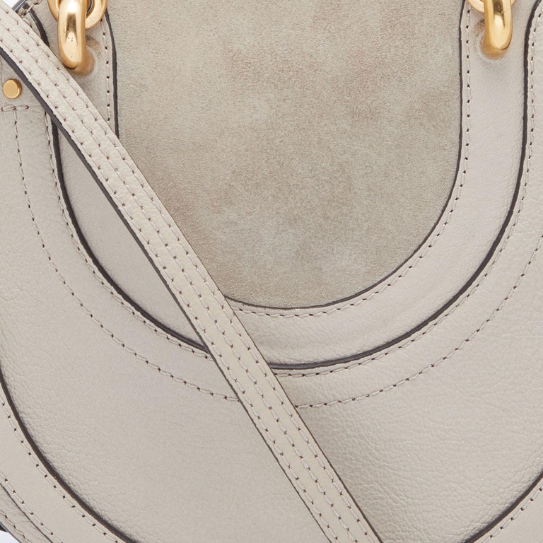 Chloe Beige Leather and Suede Small Pixie Round Crossbody Bag at 1stDibs