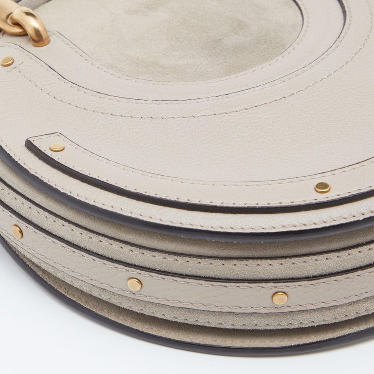 Chloe Beige Leather and Suede Small Pixie Round Crossbody Bag at 1stDibs
