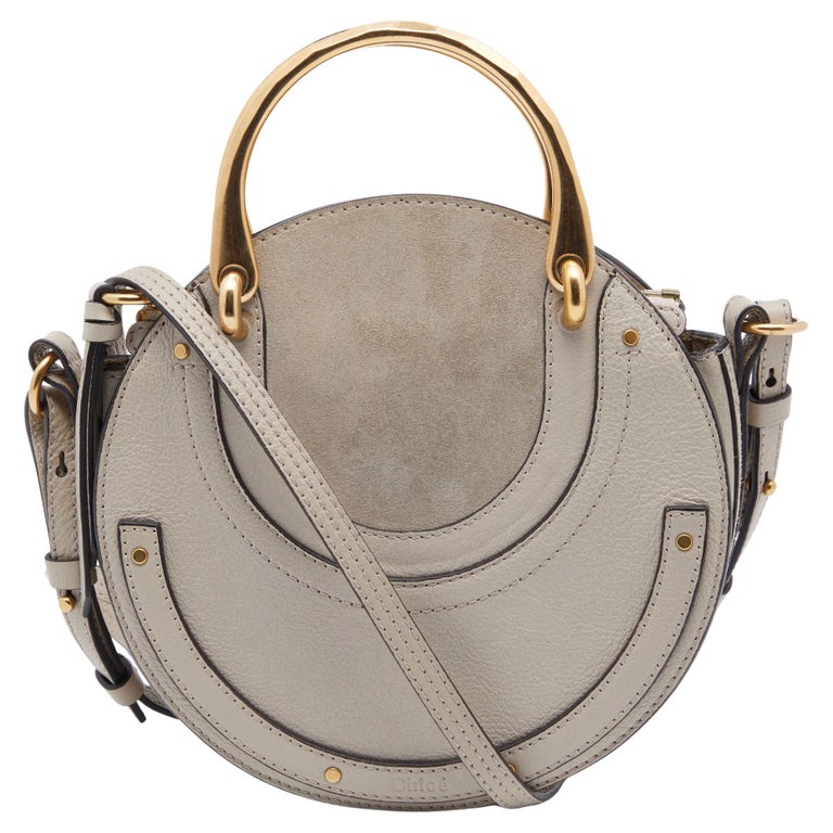 Chloe Beige Leather and Suede Small Pixie Round Crossbody Bag at 1stDibs