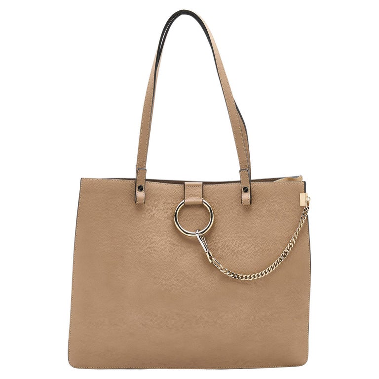 Chloe Beige Leather and Suede Tote For Sale at 1stDibs