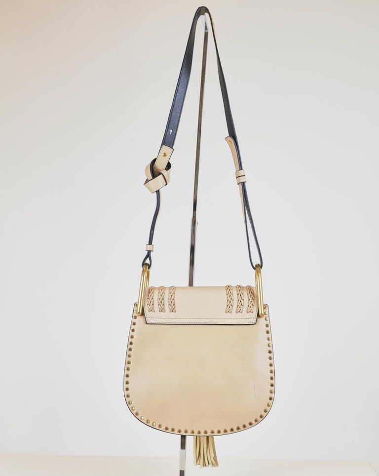 Chloe Beige Leather Crossbody Bag with Braided, Studded and Tassel ...
