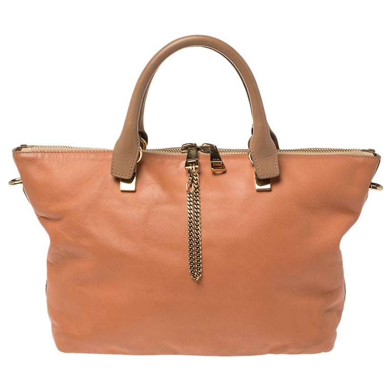Chloe Beige/Peach Leather Medium Baylee Tote at 1stDibs