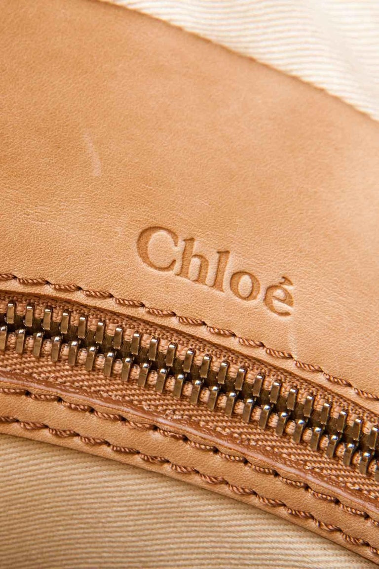 Chloe Beige/White Canvas and Leather Satchel For Sale at 1stDibs