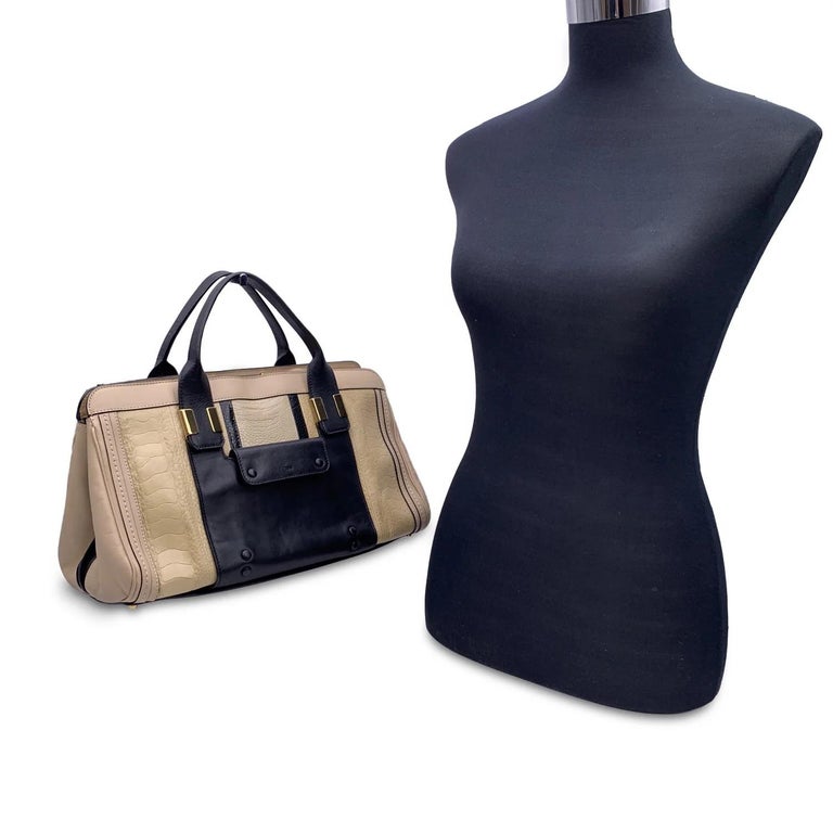 Chloe Bicolor Beige Leather Alice Bag Satchel Handbag Satchel For Sale ...
