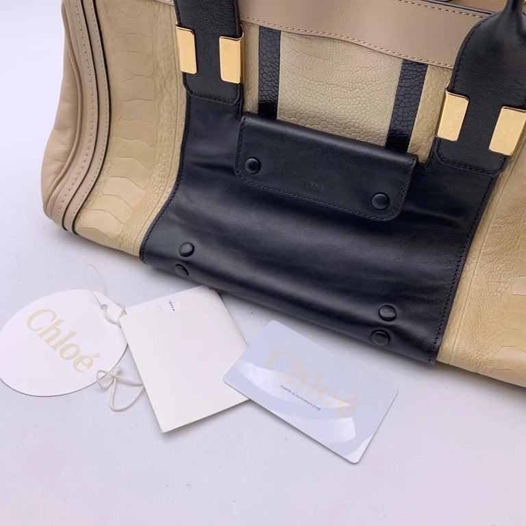Chloe Bicolor Beige Leather Alice Bag Satchel Handbag Satchel For Sale ...