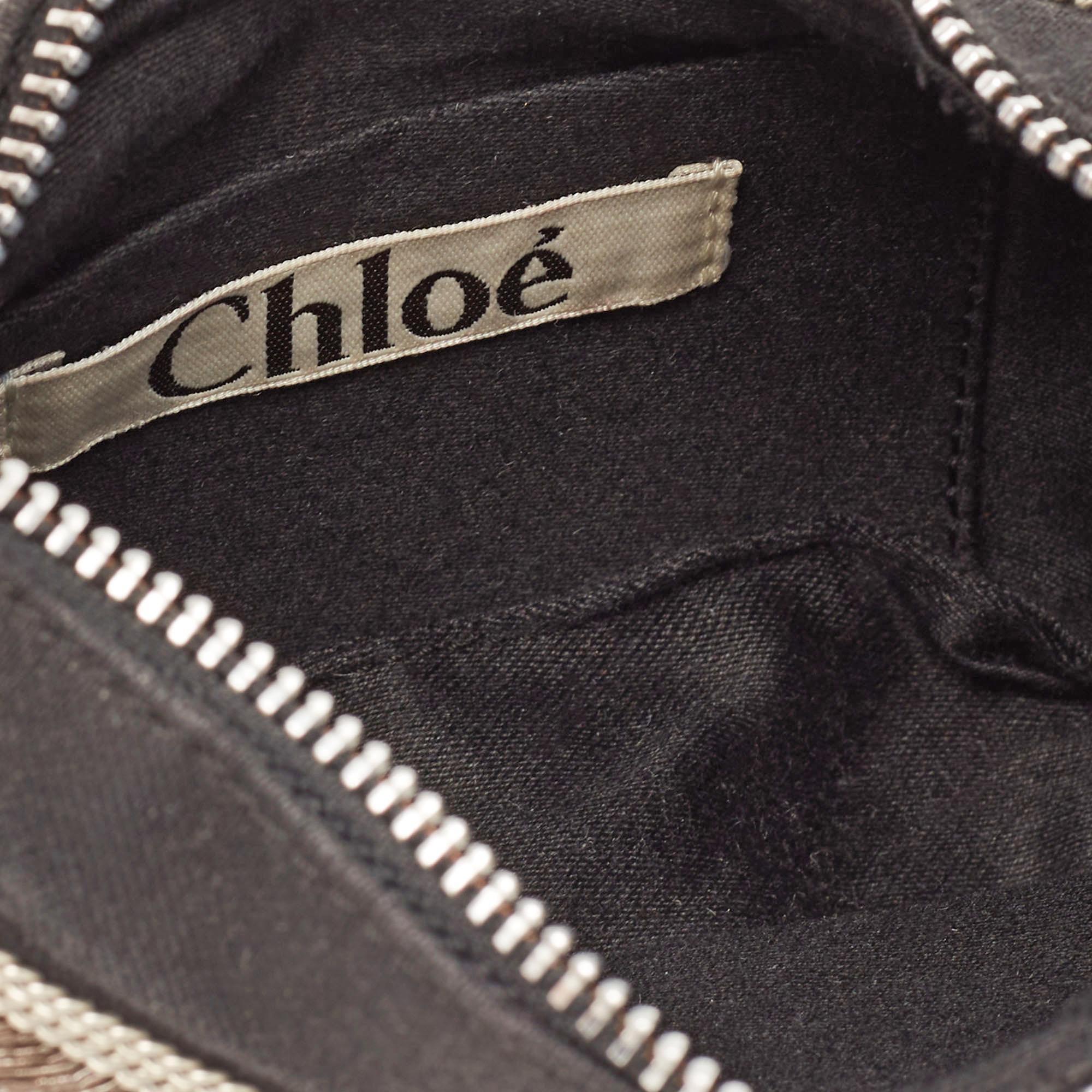 Chloe Black Canvas Chain Embellished Crescent Baguette For Sale at ...