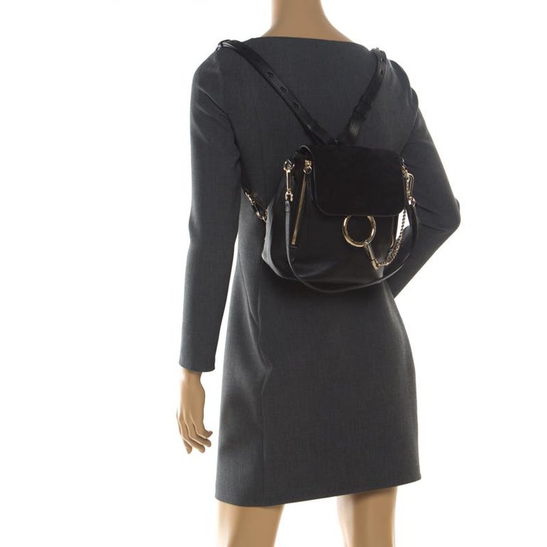 Chloe Black Leather and Suede Small Faye Day Backpack For Sale at 1stDibs