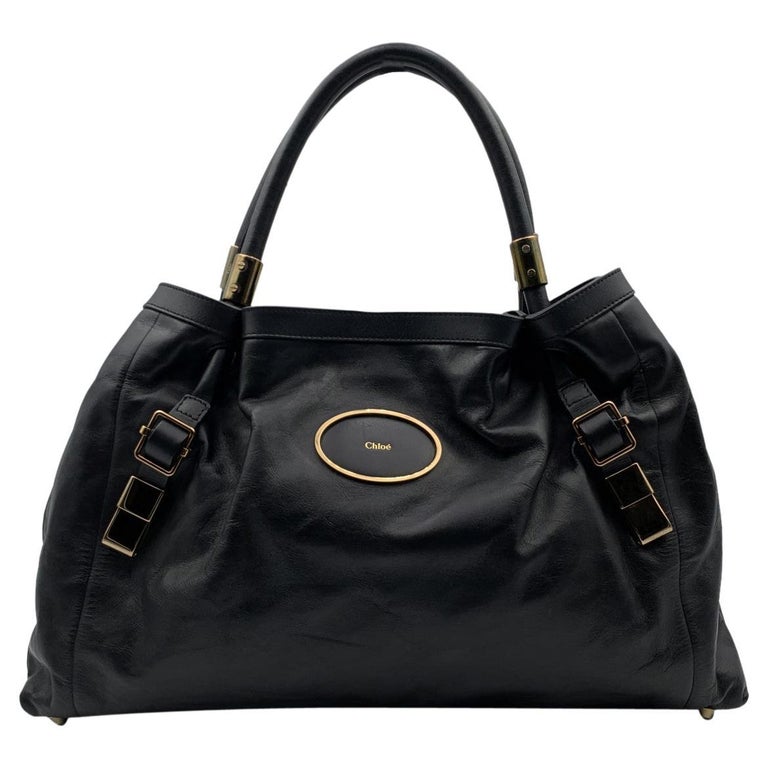 Chloe Black Leather Large Tote Shoulder Shopping Bag For Sale at 1stDibs