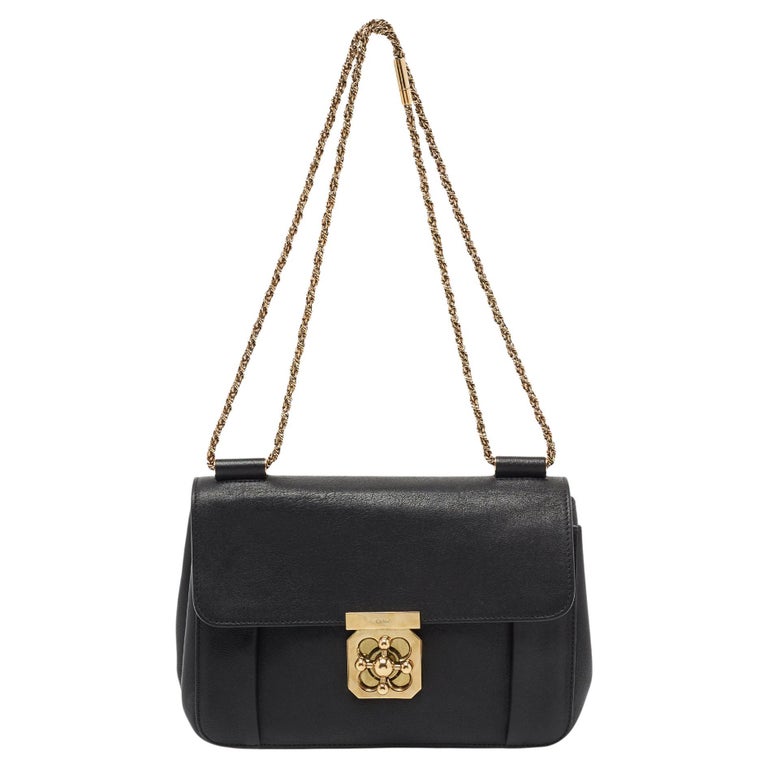 Chloé Black Leather Medium Elsie Shoulder Bag For Sale at 1stDibs