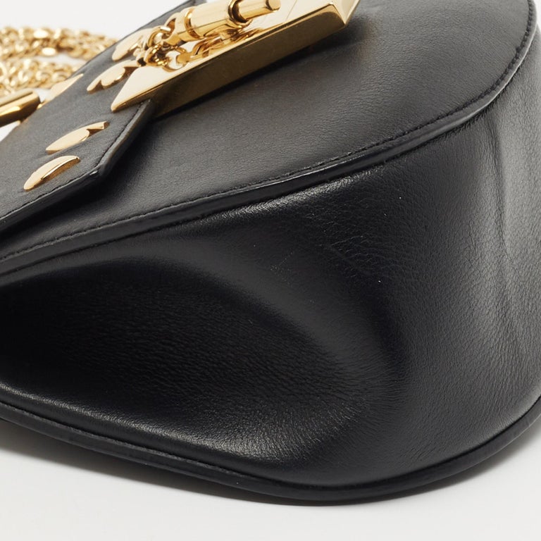 Chloe Black Leather Mini Drew Embellished Crossbody Bag For Sale at 1stDibs