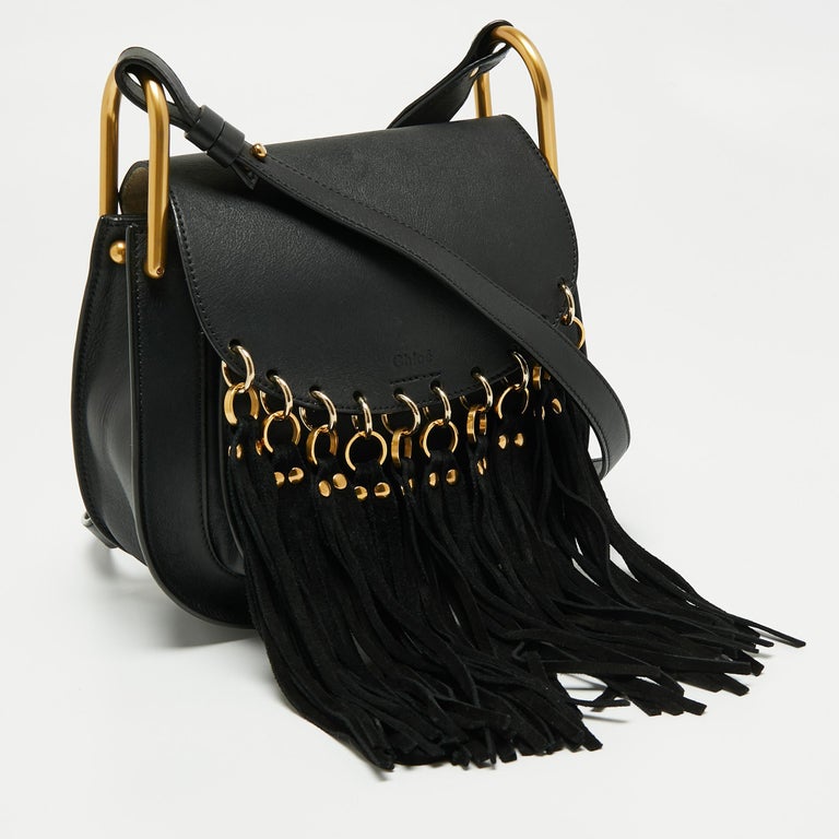 Chloe Black Leather Small Hudson Fringe Shoulder Bag at 1stDibs