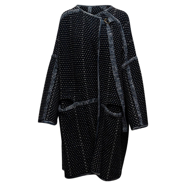 Chloe Black and Multicolor Long Knit Coat at 1stDibs