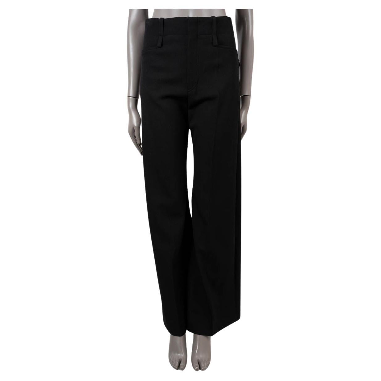 CHLOE black wool HIGH WAISTED WIDE LEG Pants 38 S For Sale at 1stDibs