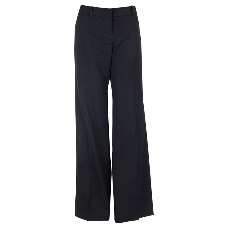 CHLOE black wool WIDE LEG Suit Pants 42 L For Sale at 1stDibs