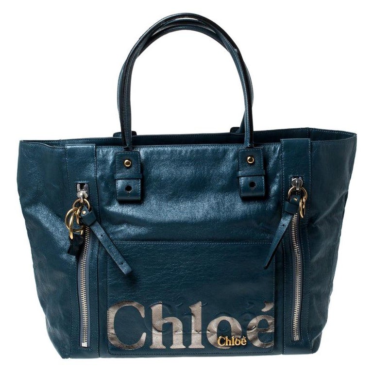 Chloe Blue Leather Eclipse Tote For Sale at 1stDibs
