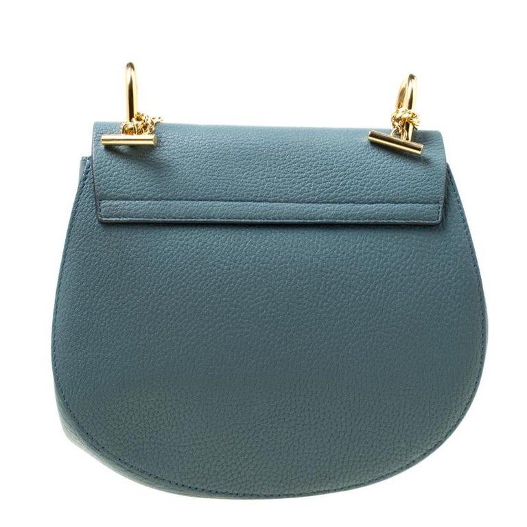 Chloe Blue Leather Medium Drew Shoulder Bag For Sale at 1stDibs