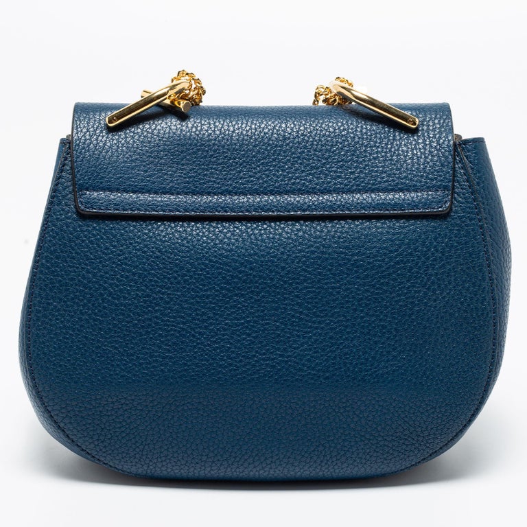 Chloe Blue Leather Medium Drew Shoulder Bag For Sale at 1stDibs