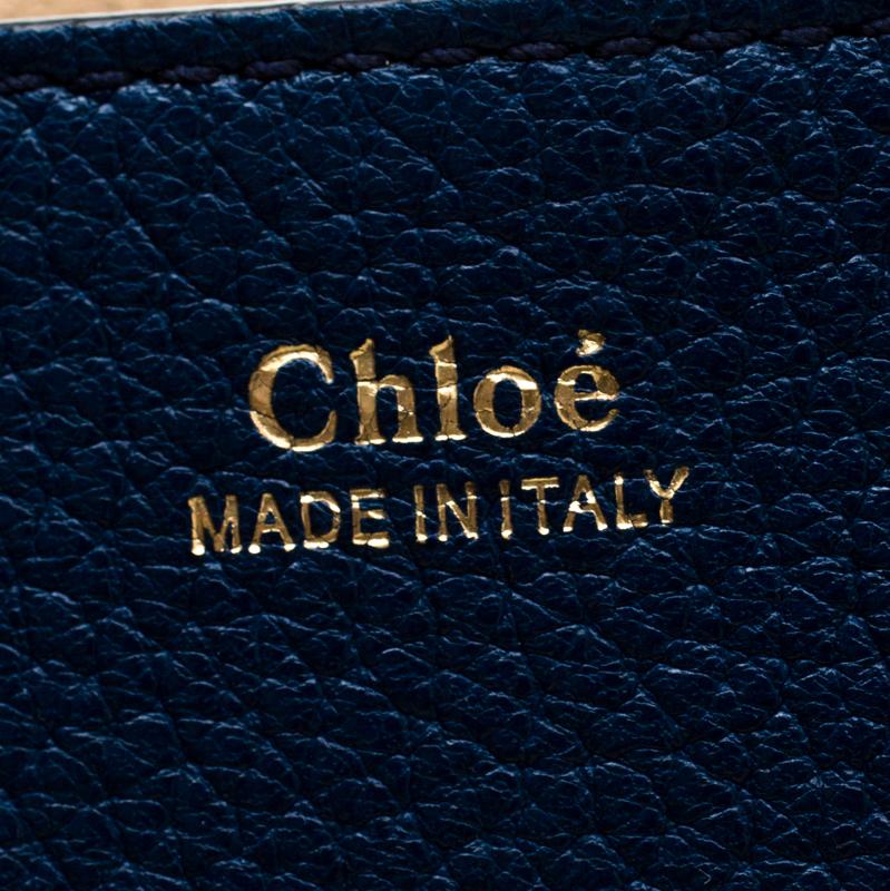 Chloe Blue Leather Medium Drew Shoulder Bag For Sale at 1stDibs